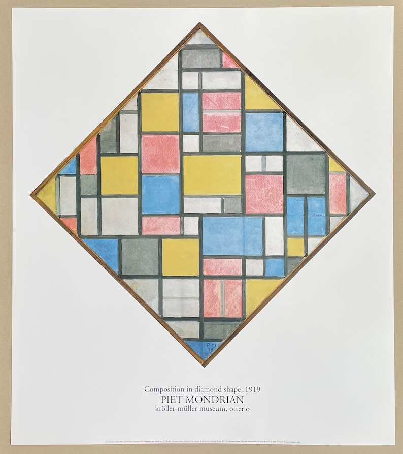 Piet Mondrian Exhibition Poster - Composition in Diamond Shape - Museum ...