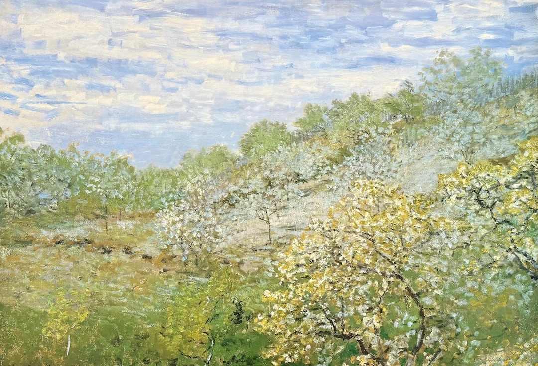 Claude Monet Exhibition Poster - Trees in Blossom - Impressionist ...