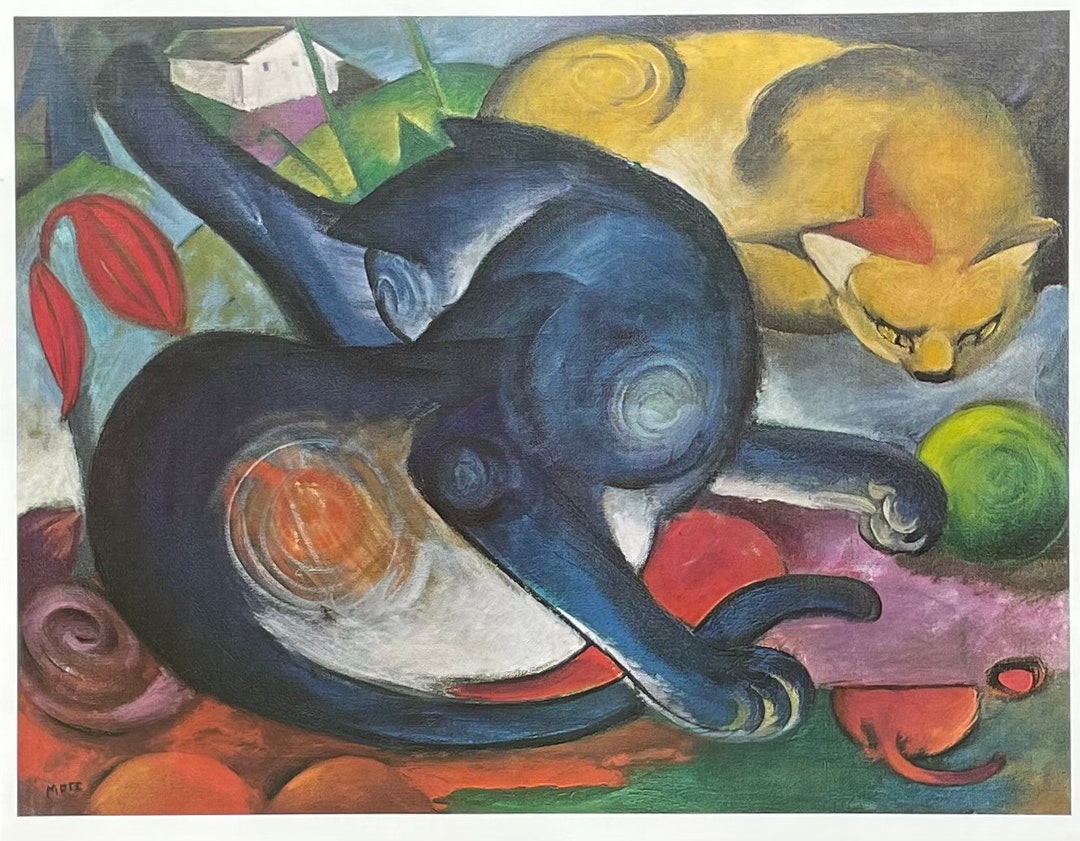 Franz Marc Exhibition Poster - Two Cats - Cubism - Museum Artist - Art ...