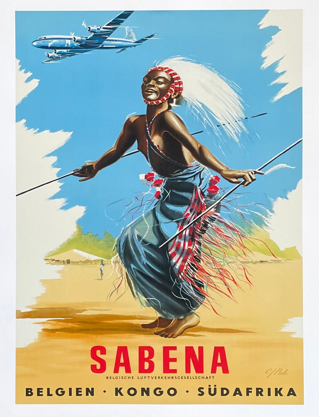Sabena Exhibition Poster Belgium Congo South Africa Travel Sun Holidays ...