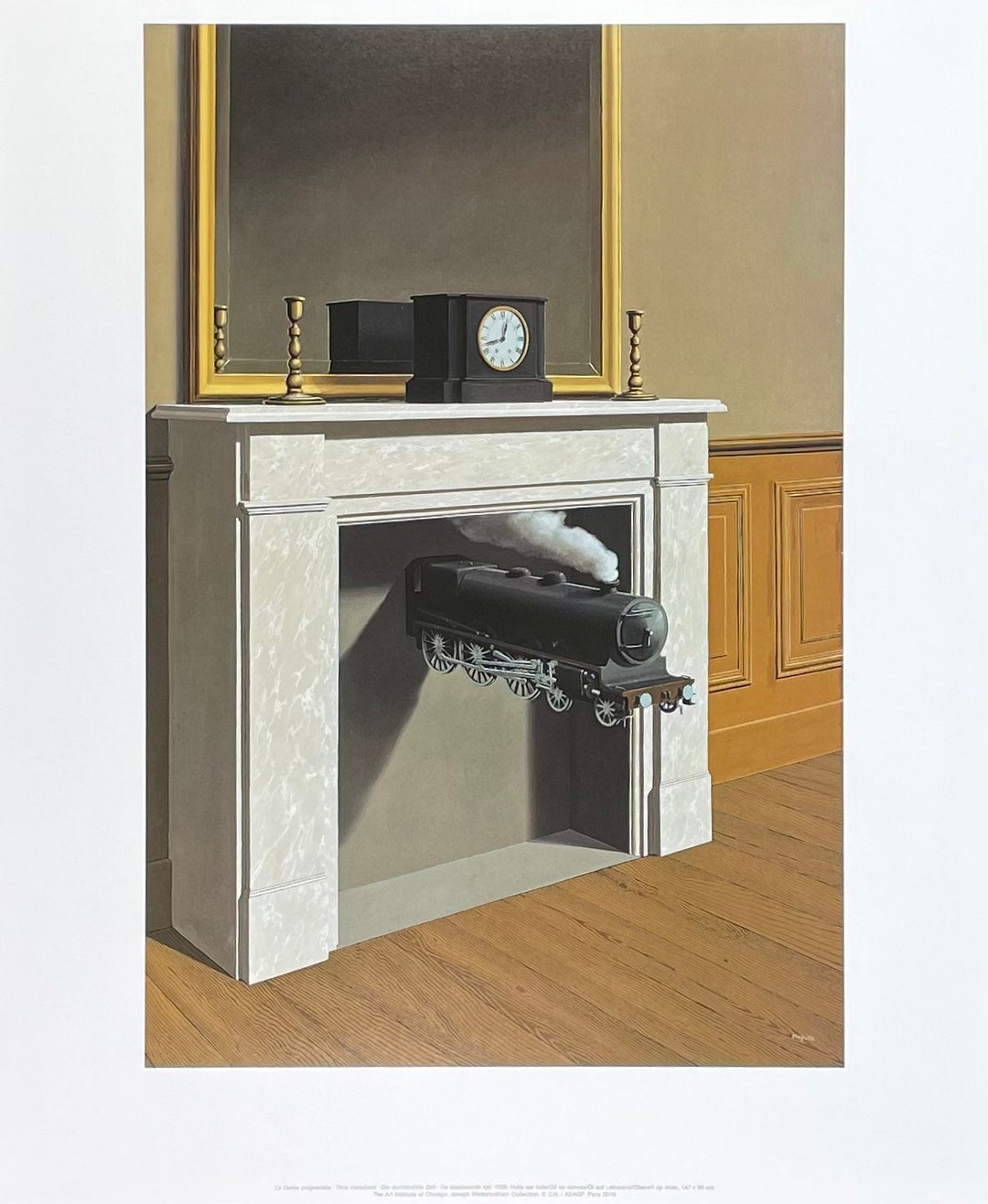 Rene Magritte Exhibition Poster - Time Transfixed - Train - Fireplace ...