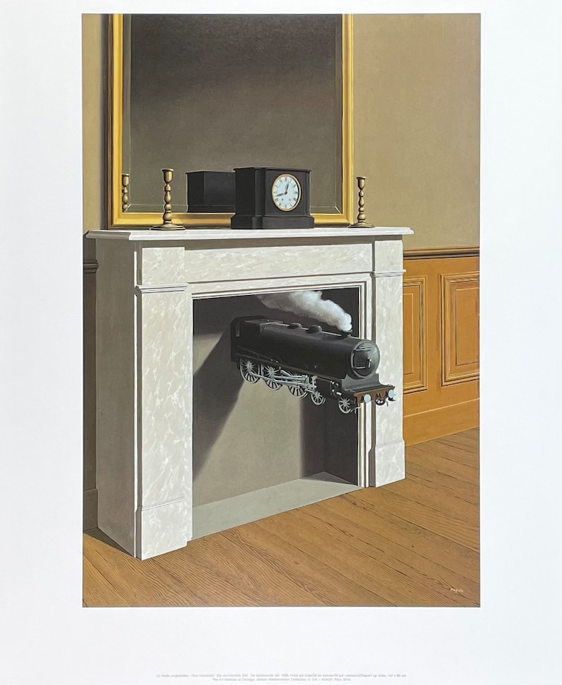 Rene Magritte Exhibition Poster Time Transfixed Train Fireplace ...