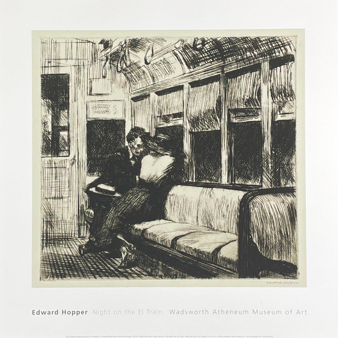 Edward Hopper Exhibition Poster Night on the El Train Wadsworth ...