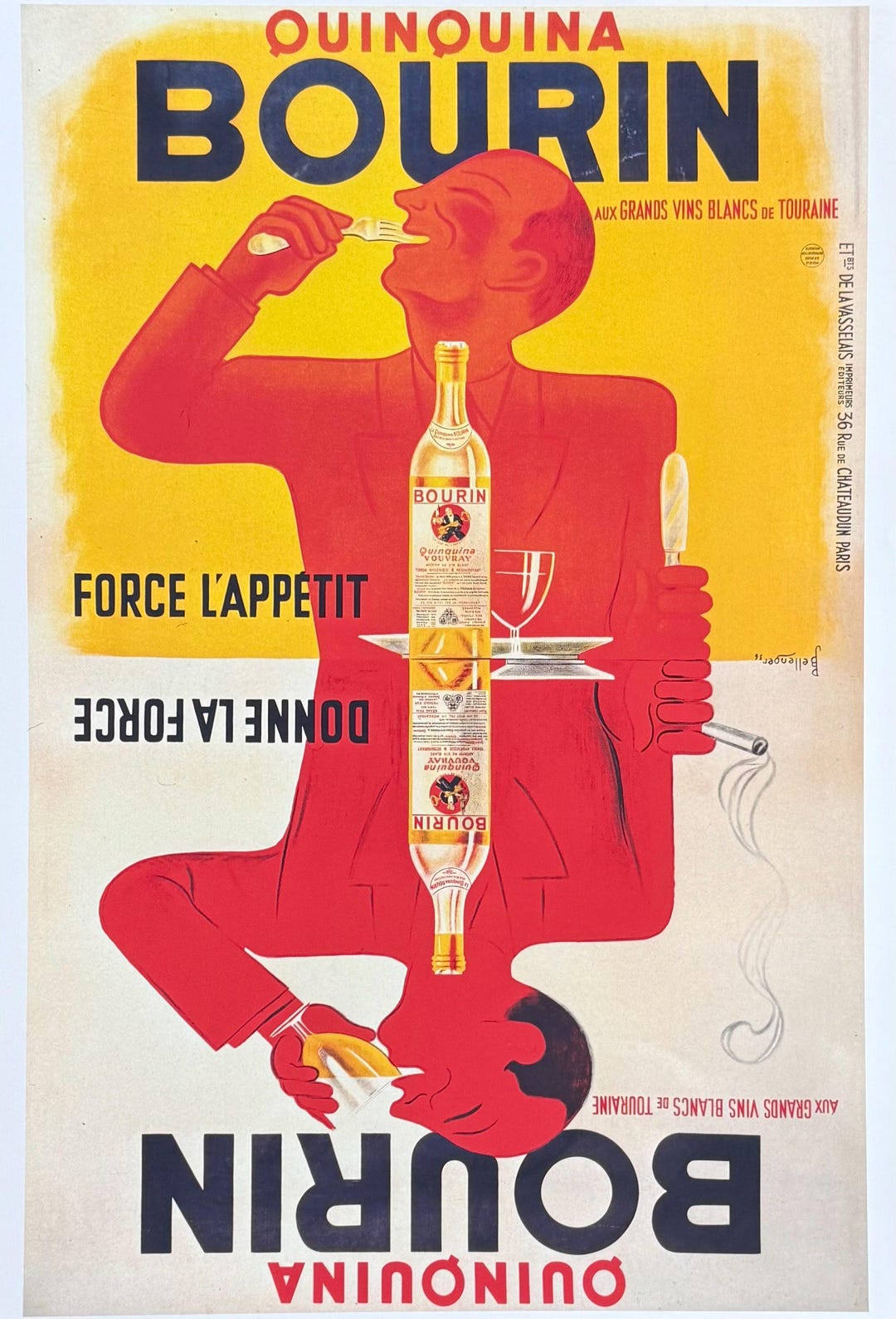 Quinquina Bourin Exhibition Poster - Grands Vins Blanc - White Wine ...