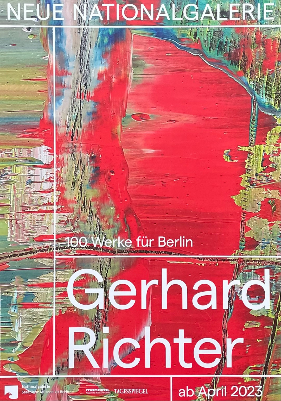 Gerhard Richter Exhibition Poster - Hunderd Works for Berlin - Red - Museum Artist - Art Print ...