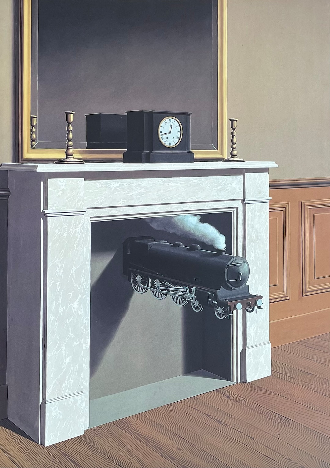 Rene Magritte Exhibition Poster - Time Transfixed - Train - Fireplace ...