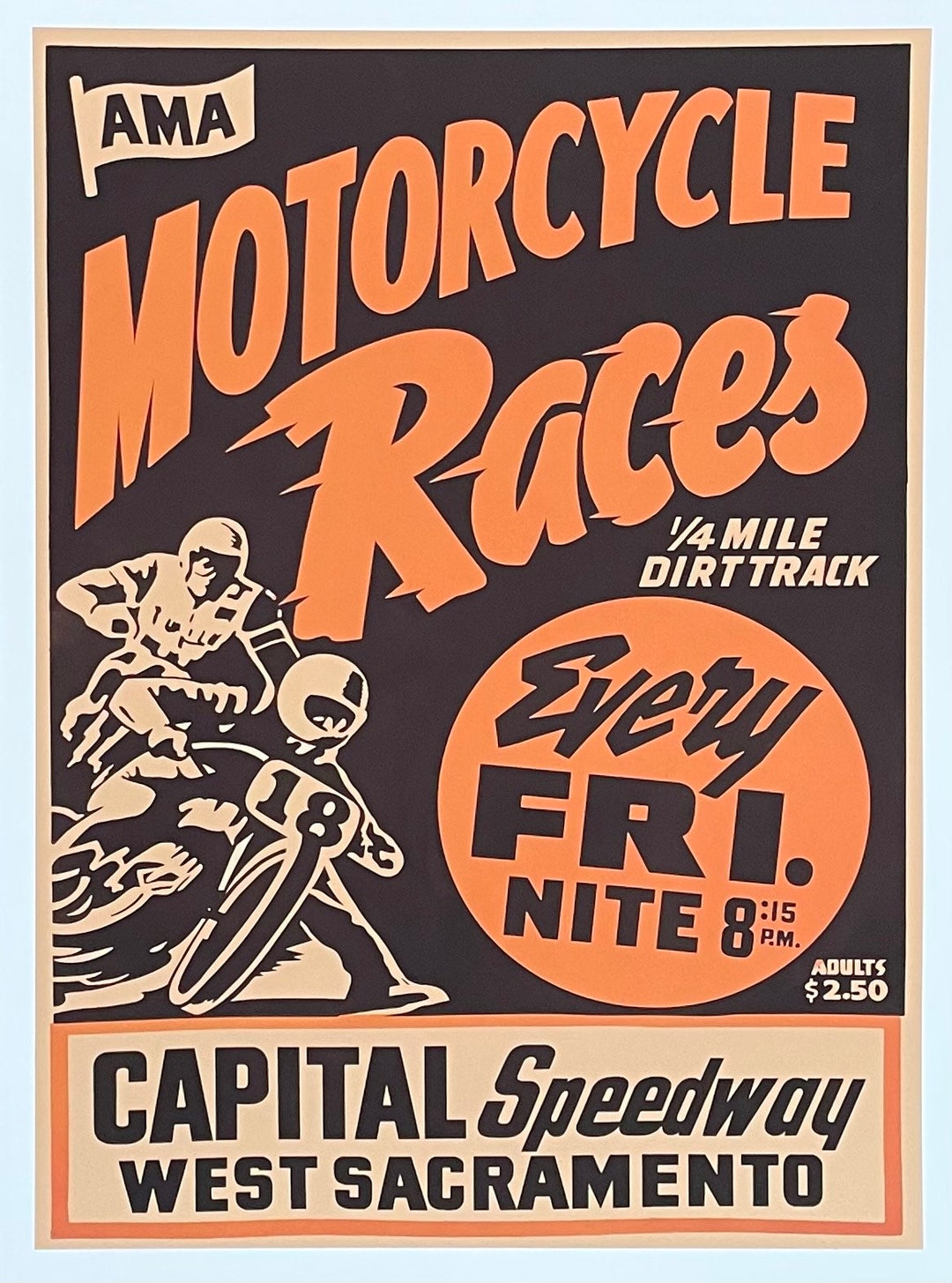 Motorcycle Races Exhibition Poster - Capital Speedway West Sacramento ...