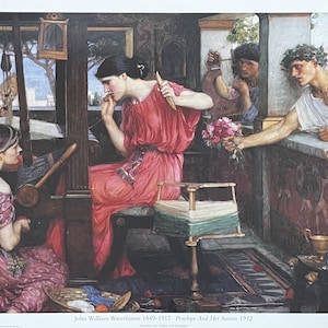 John William Waterhouse Exhibition Poster - Penelope and Her Suitors ...