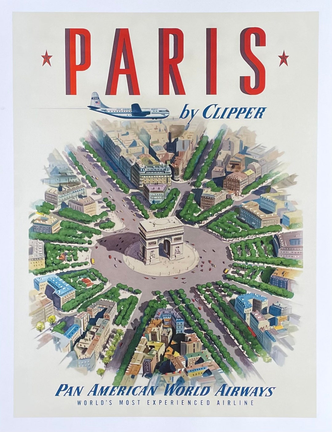 Paris by Clipper Tourism Poster - Pan American World Airways - France ...