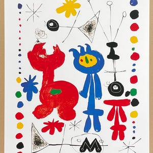 Joan Miro Exhibition Poster - Figures and Bird - Museum Artist - Art ...