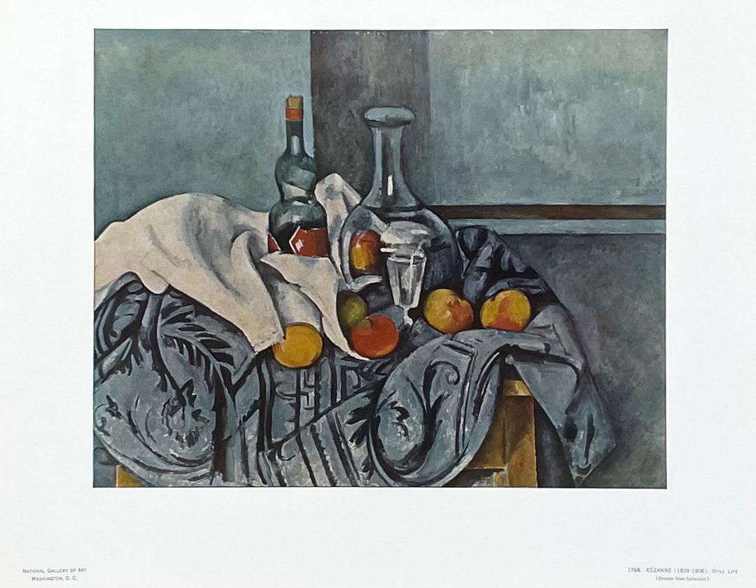 Paul Cezanne Exhibition Poster - Still Life - Vase, Bottle and Oranges ...