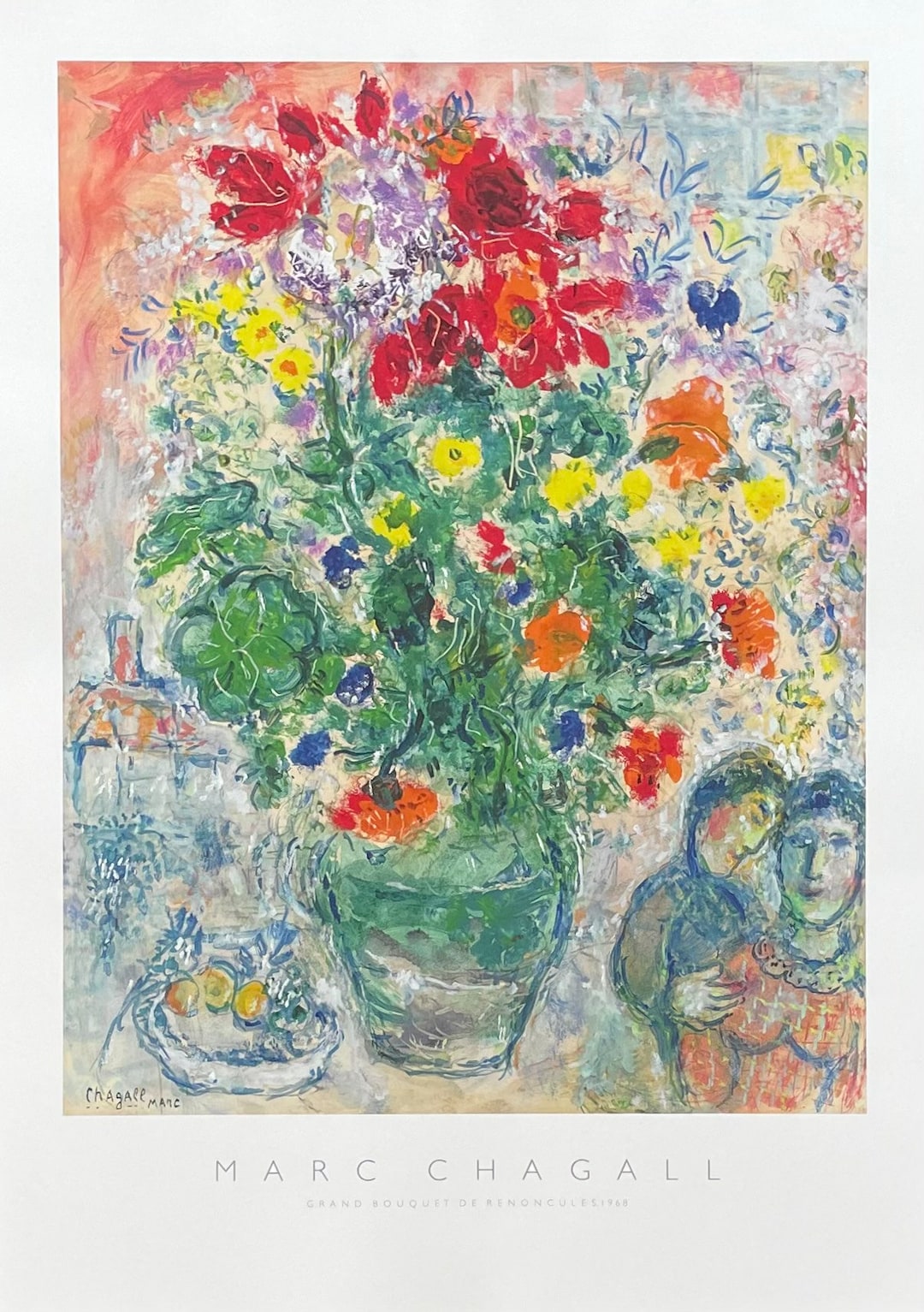 Marc Chagall Exhibition Poster - Red Flowers - Grand Bouquet De ...