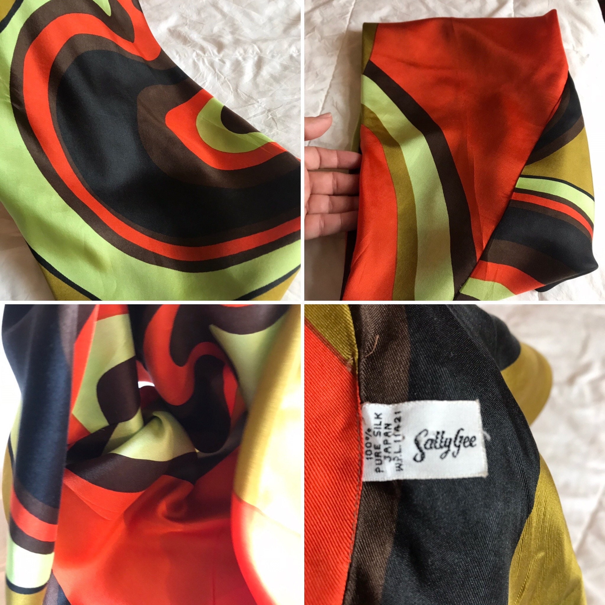 Vintage Sally Gee Silk Gator Scarf - Etsy.de