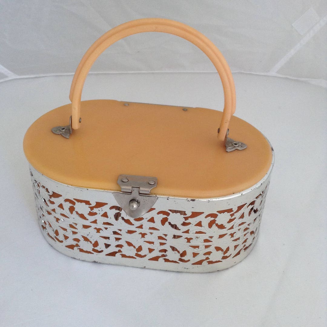 Vintage Purse / Vintage Hard Case Handbag / Vintage Purse With Bakelite ...