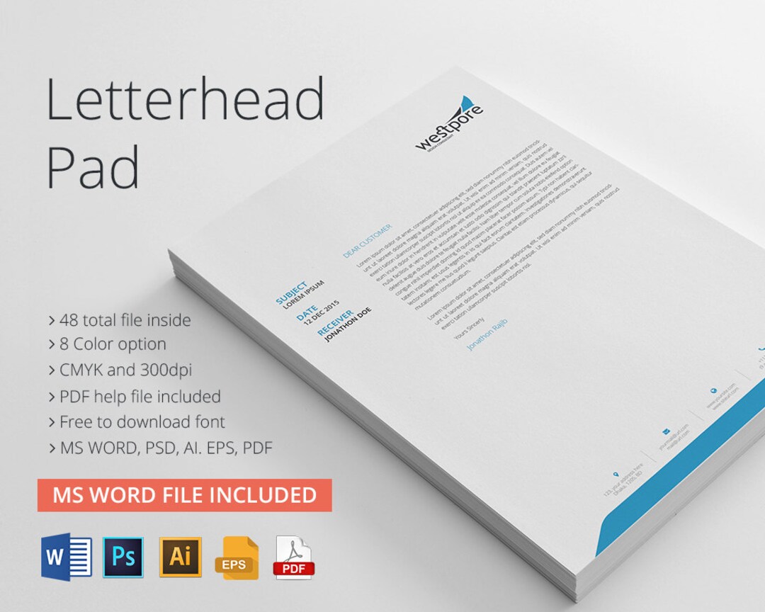 Letterhead Pad Design Stationary Branding Identity Template With Ms ...
