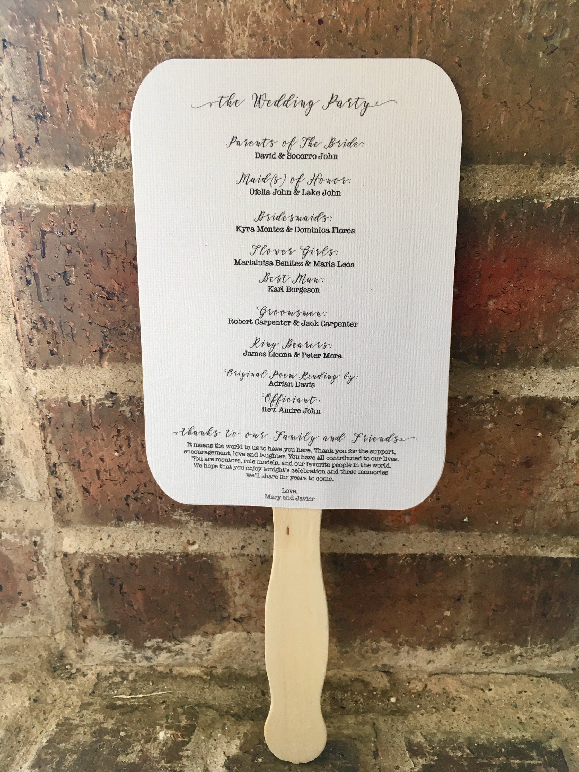 Wedding Program Fan, Wedding Fan, Wedding Program, Simple Wedding ...