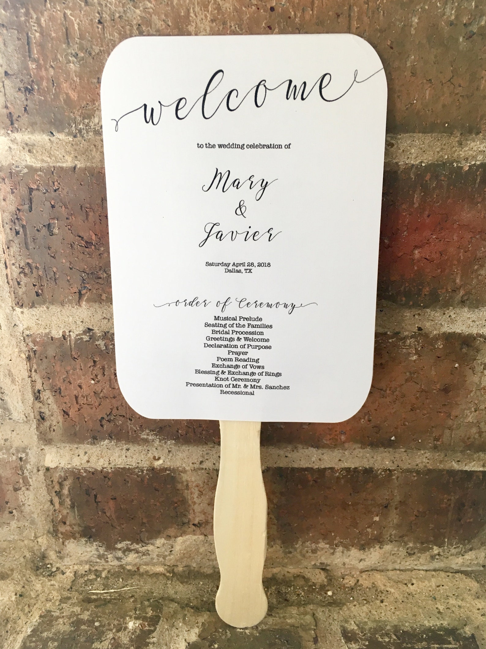 Wedding Program Fan, Wedding Fan, Wedding Program, Simple Wedding ...