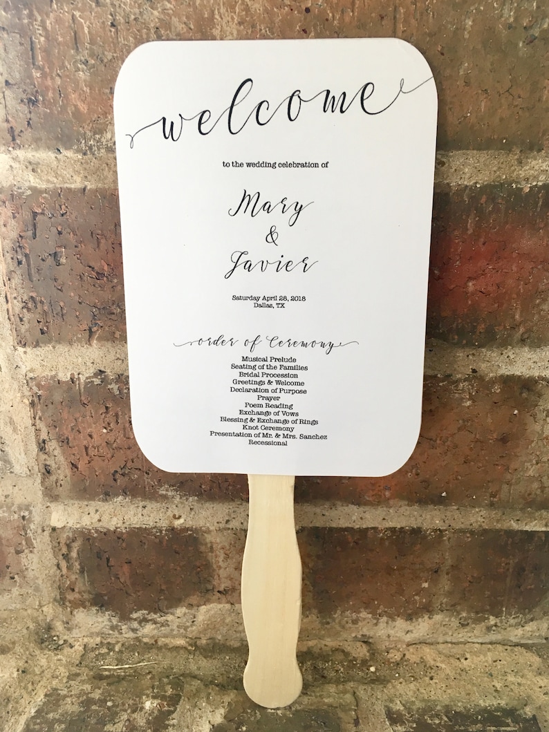 Wedding Program Fan, Wedding Fan, Wedding Program, Simple Wedding ...