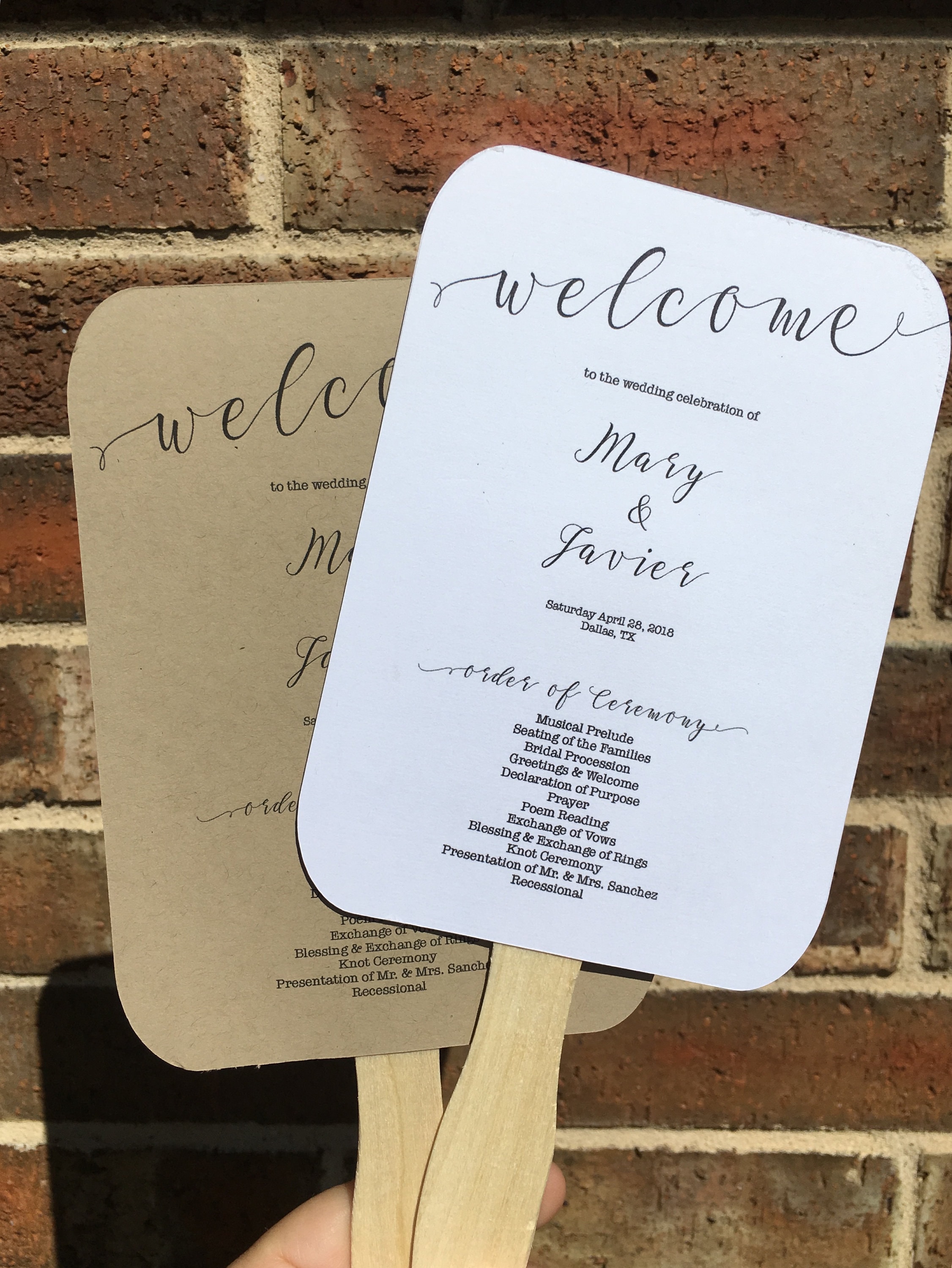 Wedding Program Fan, Wedding Fan, Wedding Program, Simple Wedding ...