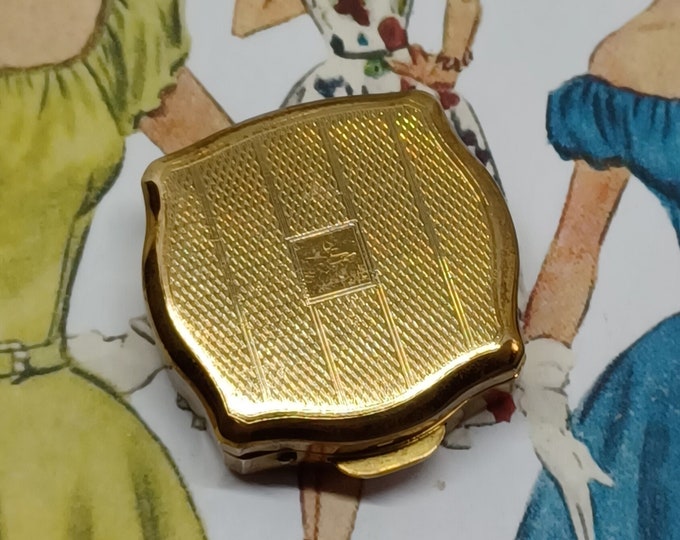 Stratton Pill Box ~ Gold Tone Engine Turned Design ~ Vintage Mini Box ...