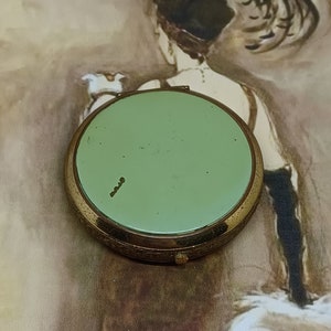 Jules Richard Powder Compact ~ Brass With Green Enamel ~ Antique 1930s ...