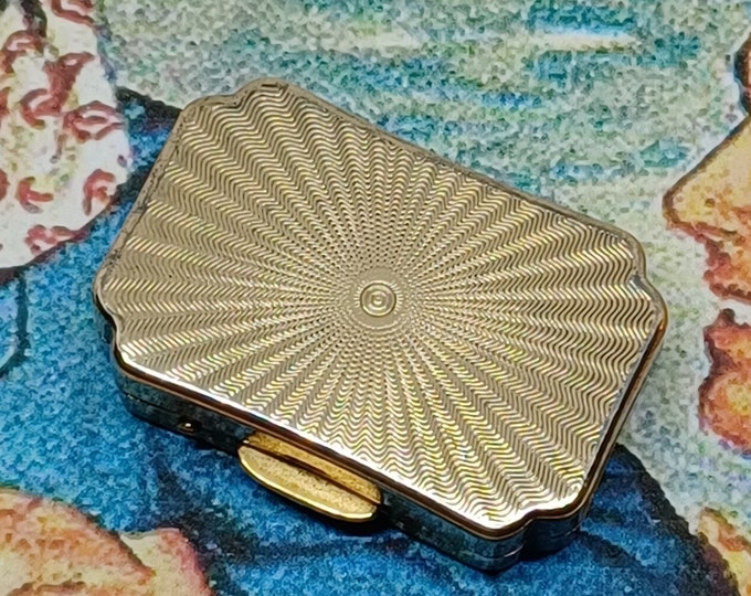 Stratton Gold Tone Mini Box Pill Box With Engine Turned Sunburst Design ...