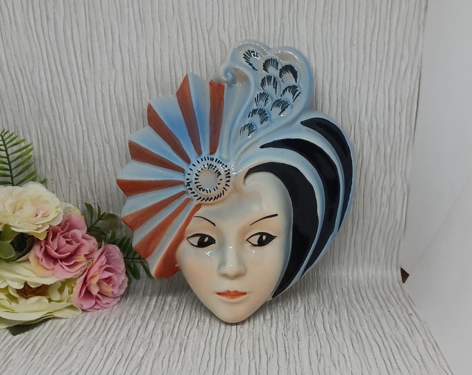 Crown Devon Art Deco Style Wall Mask Painted & Signed by Dorothy Ann ...