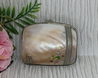 Antique Mother of Pearl Clam Coin Purse Rich Colorful Shell - Etsy