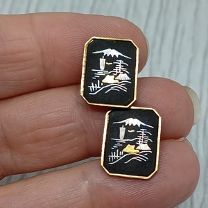 Vintage Damascene Cufflinks in Gold Tone With Mount Fuji in 24ct Gold ...