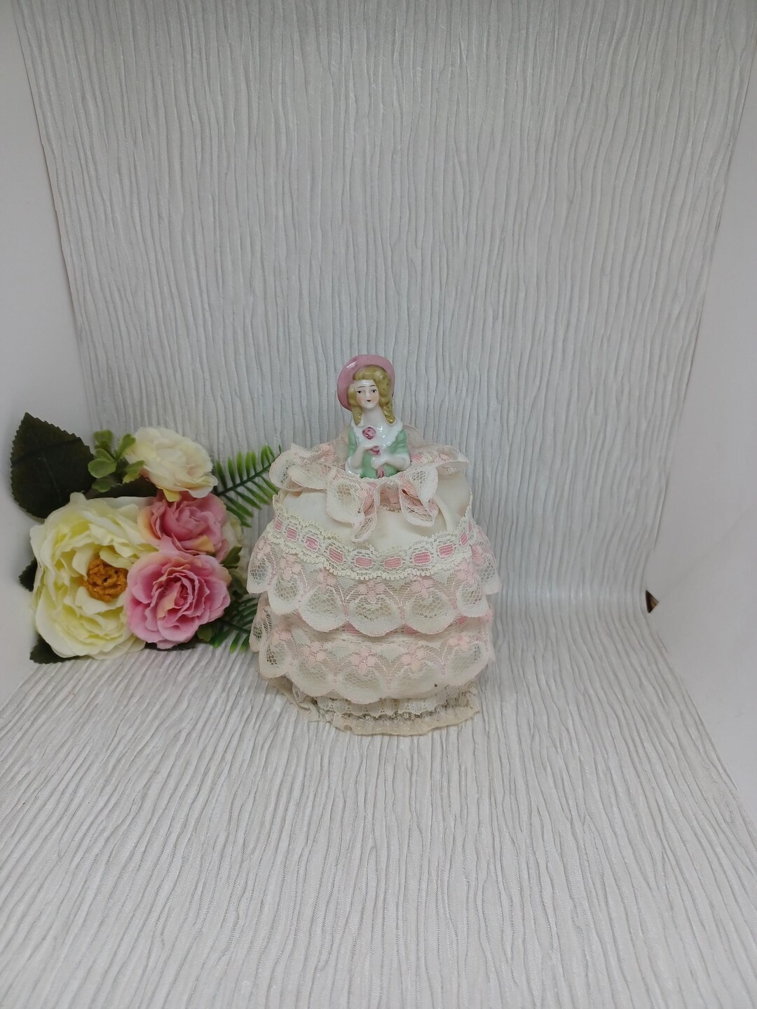 Antique Half Lady Doll Porcelain 1920s 1930s Pin Cushion ~ Crumb Brush ...
