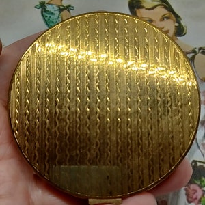 Mascot Compact in White Enamel With Pink Blossom Flowers Mid Century ...