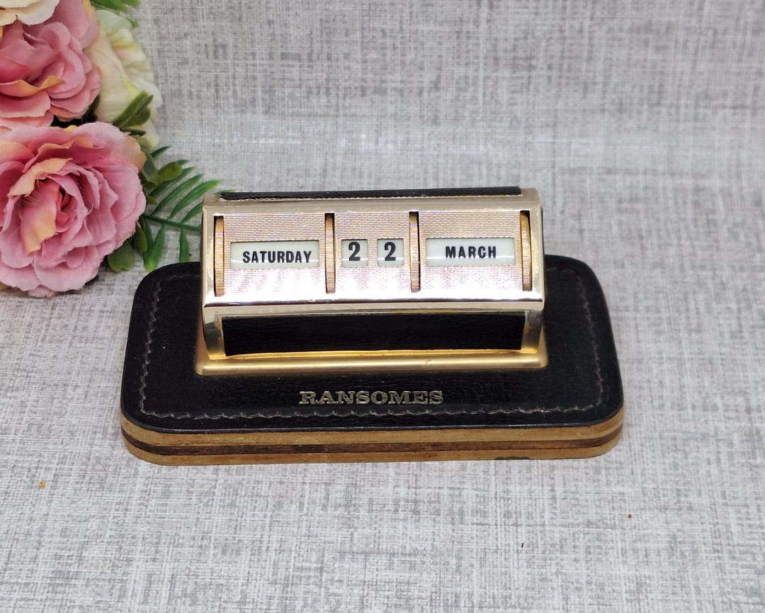 Perpetual Calendar in Gold Tone & Black Calf Leather ~ 'ransomes ...