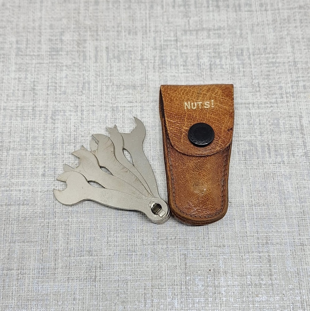 Vintage Miniature Spanner Set in Leather Case ~ Embossed 'nuts!' - Etsy