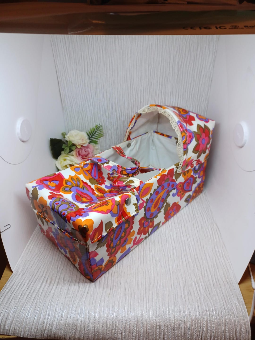 Dolls Carrycot ~ Plastic Covered in a Bright Paisley Pattern ~ 1960s ...