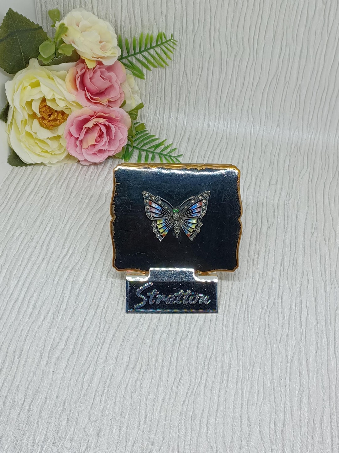 Vintage Stratton Empress Powder Compact Black With an Enamel and ...