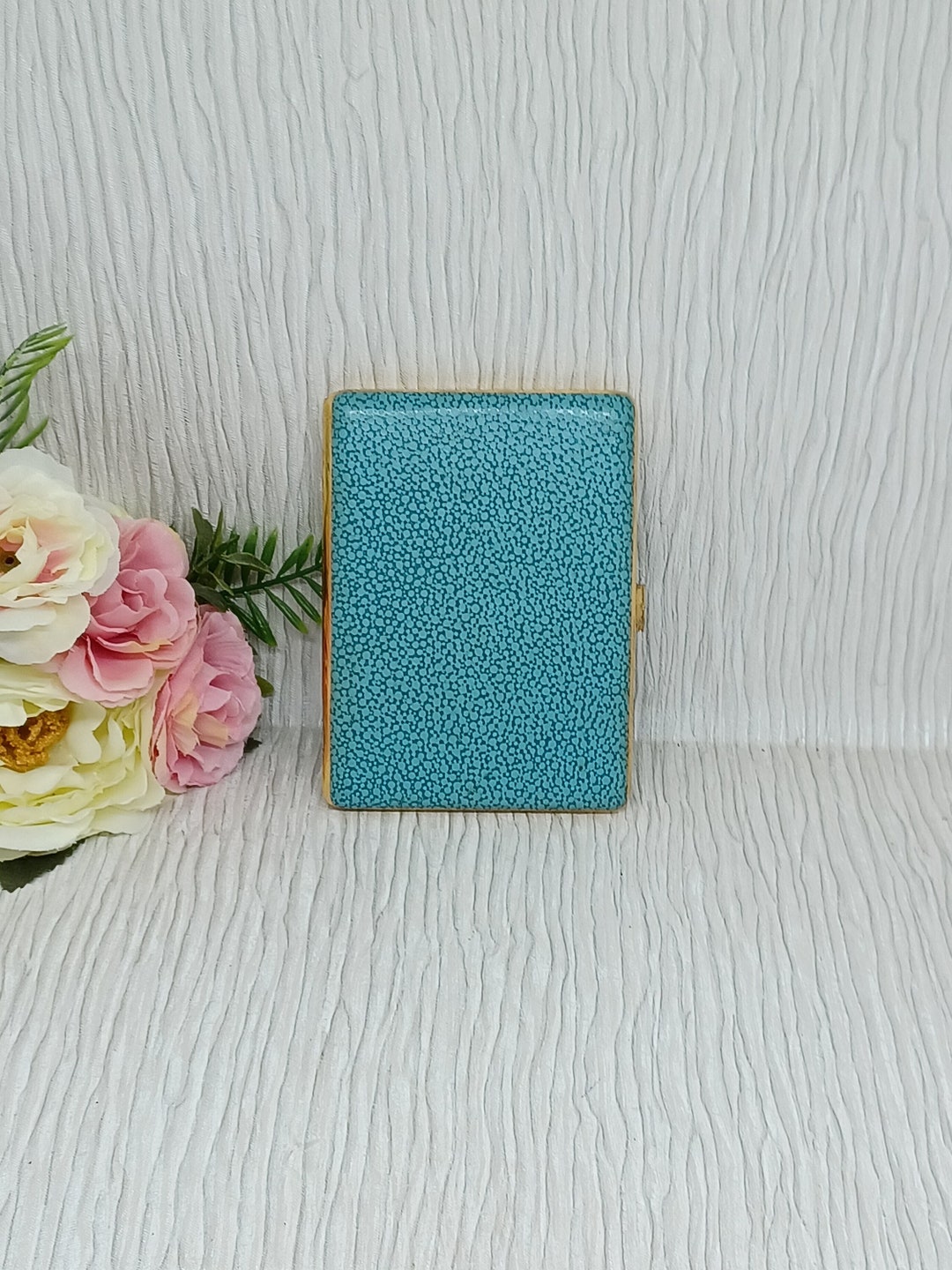 Shagreen Effect Cigarette Case in Turquoise Blue Vintage Mid Century - Etsy