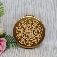 Vintage GOLD Powder Compact With RHINESTONES, 1950's Compact, Square ...