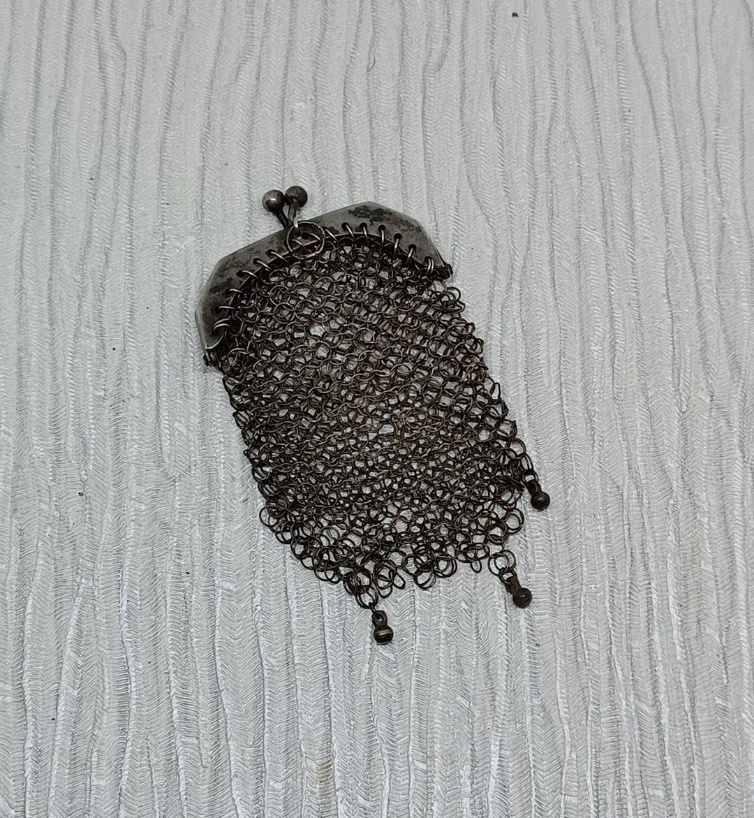 Antique Chatelaine Chainmail Coin Purse in Silver ~ Small Antique Metal ...