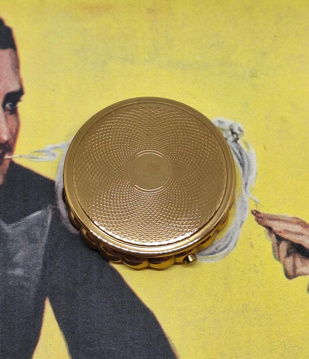 Kigu Pocket Ashtray in Gold Tone With and Engine Turned Pattern and ...