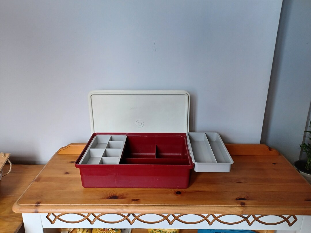 Tupperware Craft Sewing Hobby Storage Box Vintage 1970s Burgundy ...