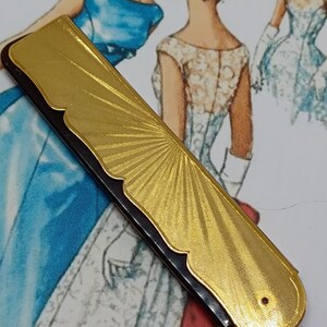Stratton Folding Comb Blue & White Enamel With Blue Flowers in a Gold ...
