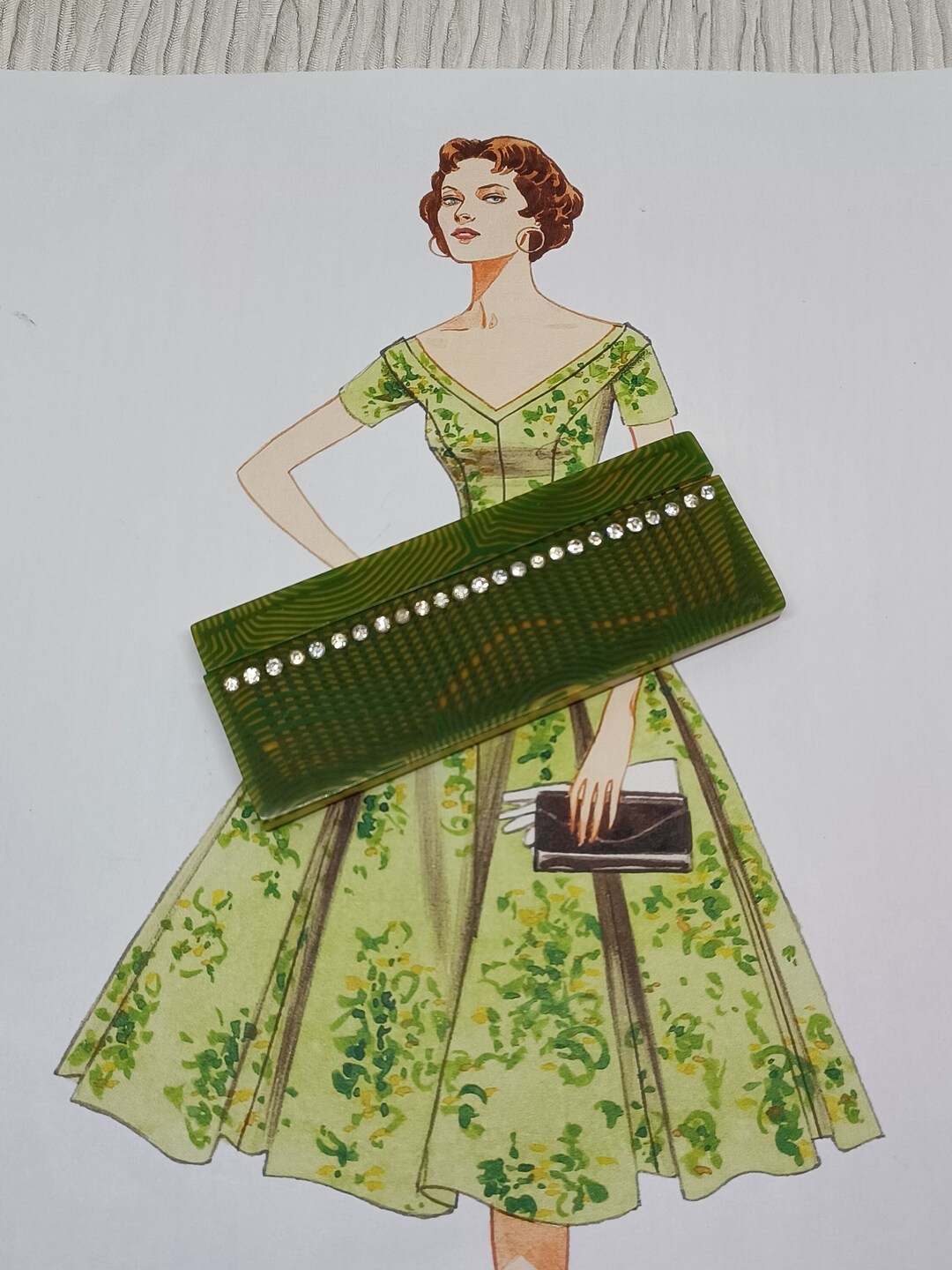 Vintage Comb in Green and Cream Bakelite With Paste Stones Art Deco ...