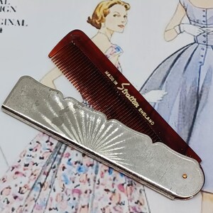 Stratton Folding Comb Silver Tone With Engine Turned Sunburst Design ...