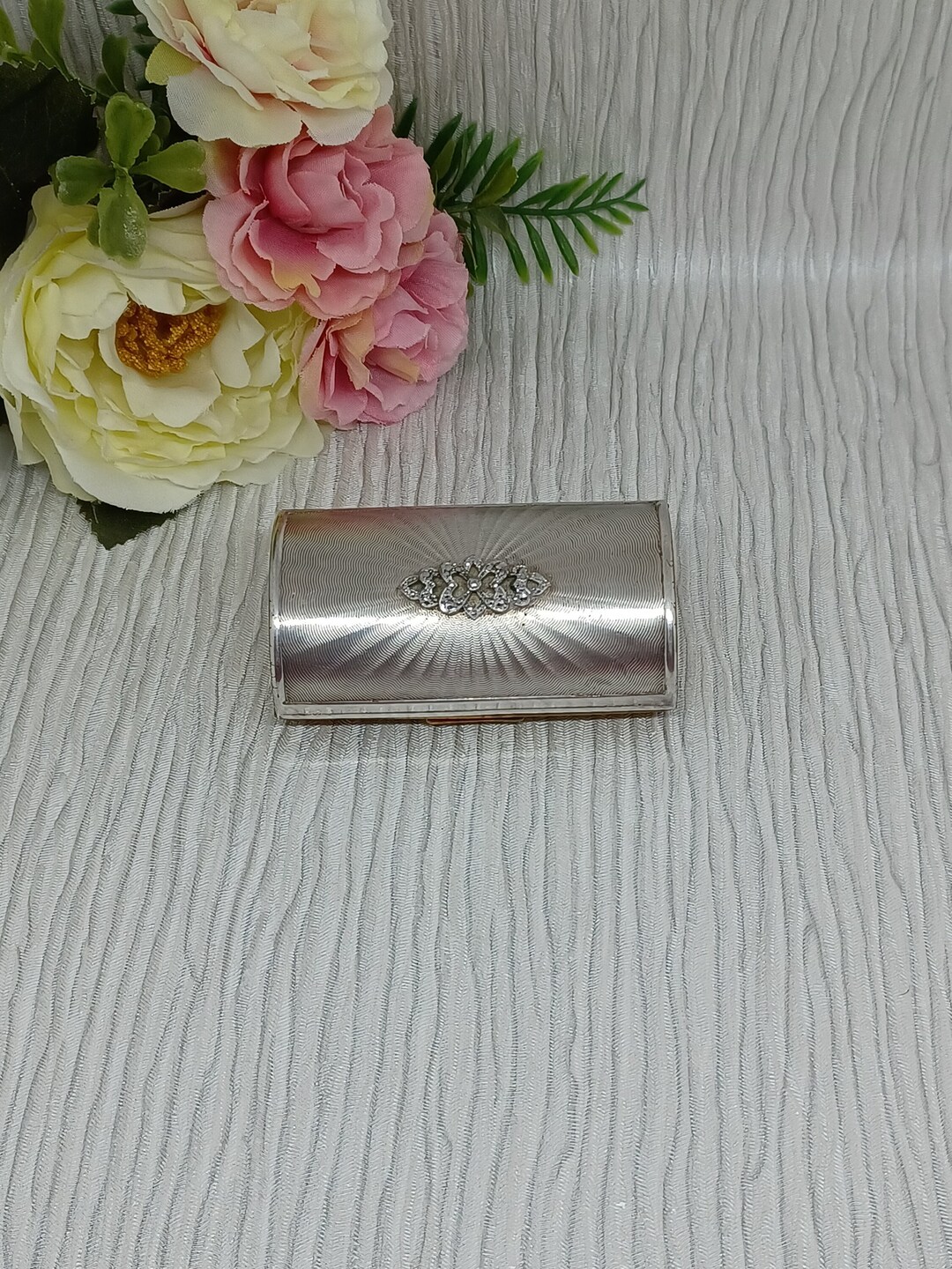Kigu Guilloche Cigarette Case ~ Silver and Gold Tone With Engine Turned ...