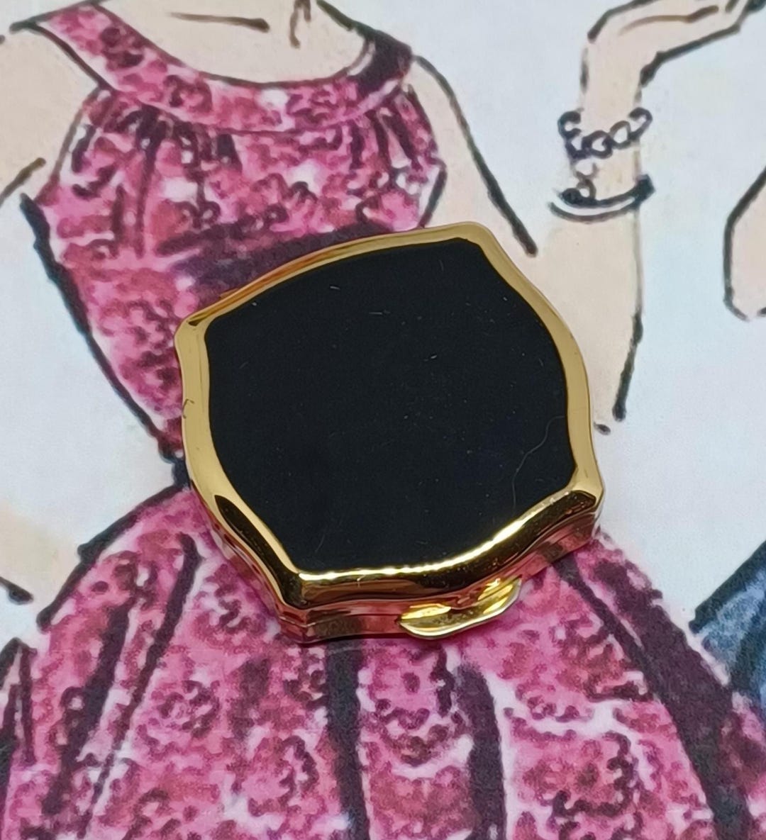 Stratton Pill Box ~ Black Enamel Lid ~ Vintage Mini Box ~ Mid Century ...