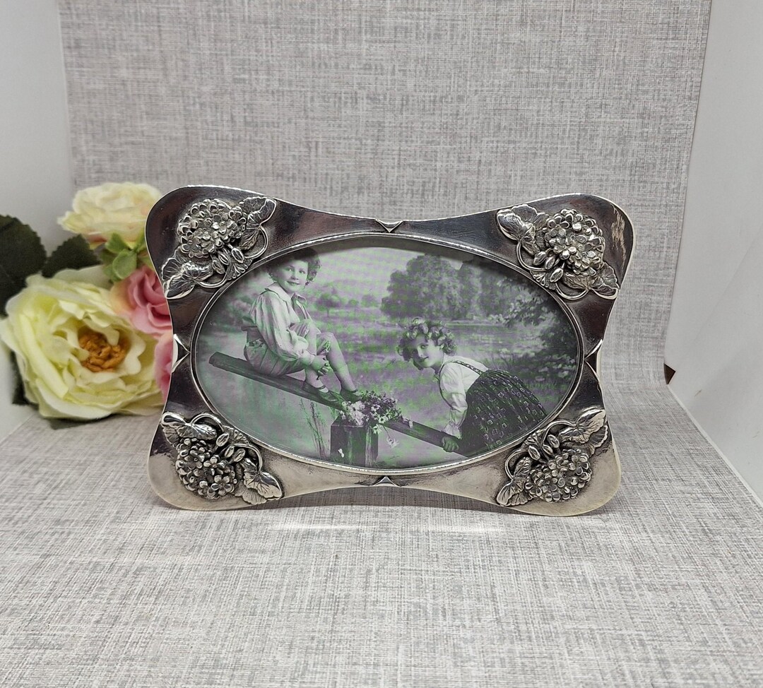 Large Silver Scenes Photo Frame With Geraniums Flowers ~ With Engraved ...