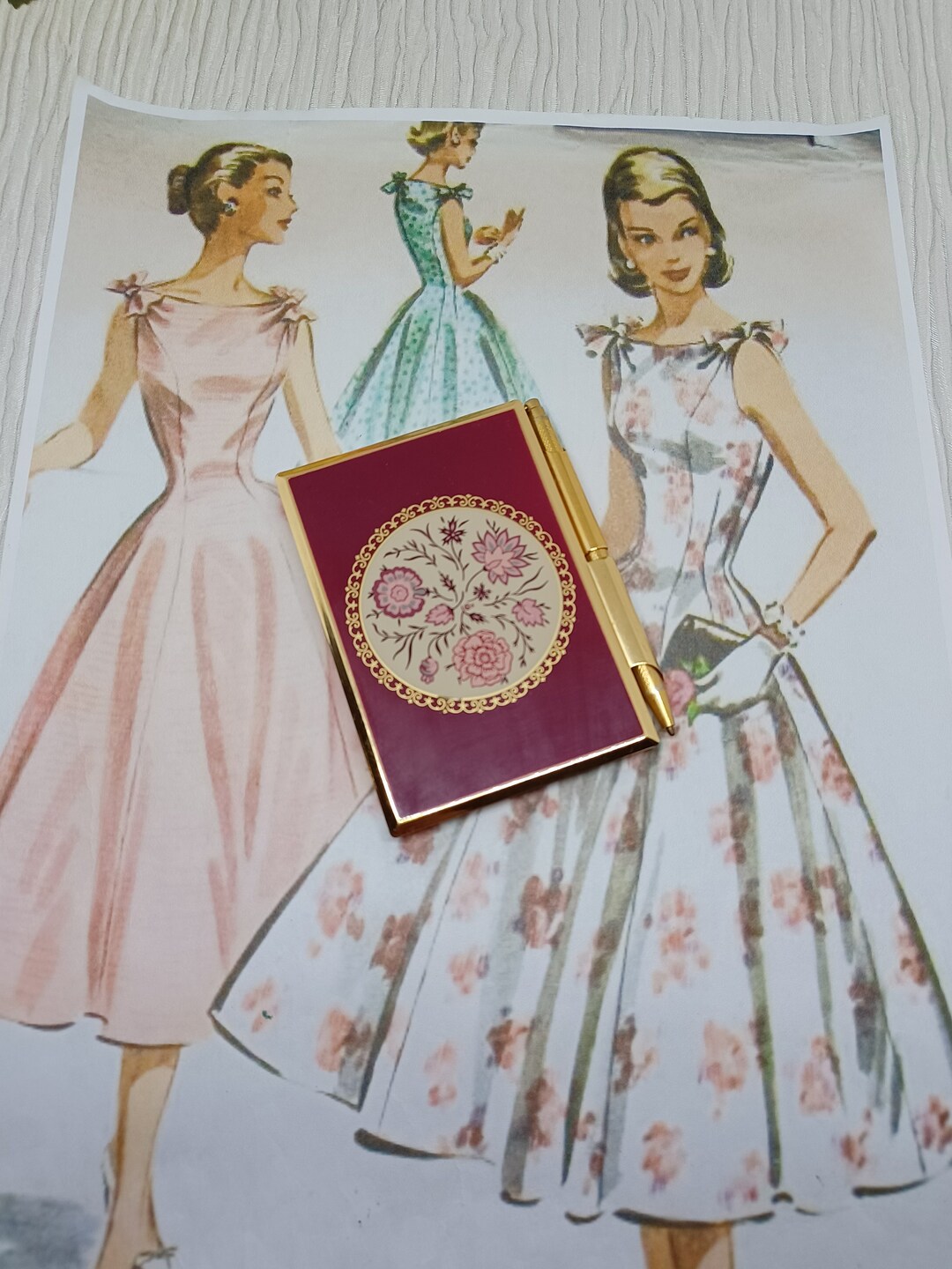 Stratton Notecase and Pen in Dark Pink With Pink & Purple - Etsy