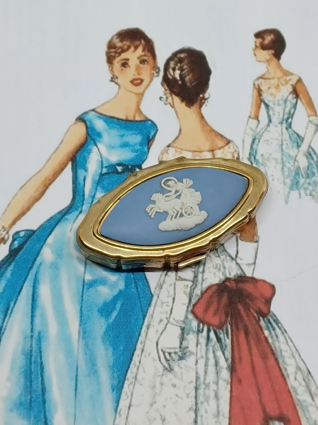Stratton Wedgwood Blue Jasperware Pill Box Aurora and Her - Etsy