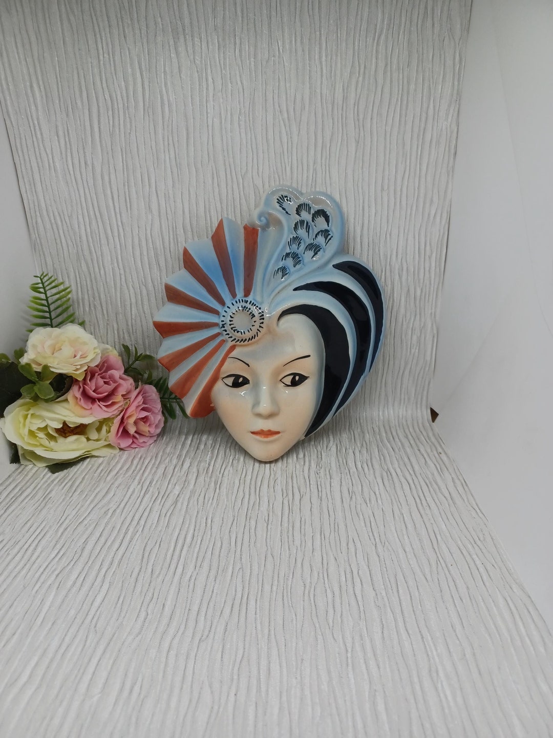 Crown Devon Art Deco Style Wall Mask Painted & Signed by Dorothy Ann ...
