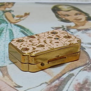 Stratton Pill Box 'indian Print' Design With Pink Enamel Decorated With ...